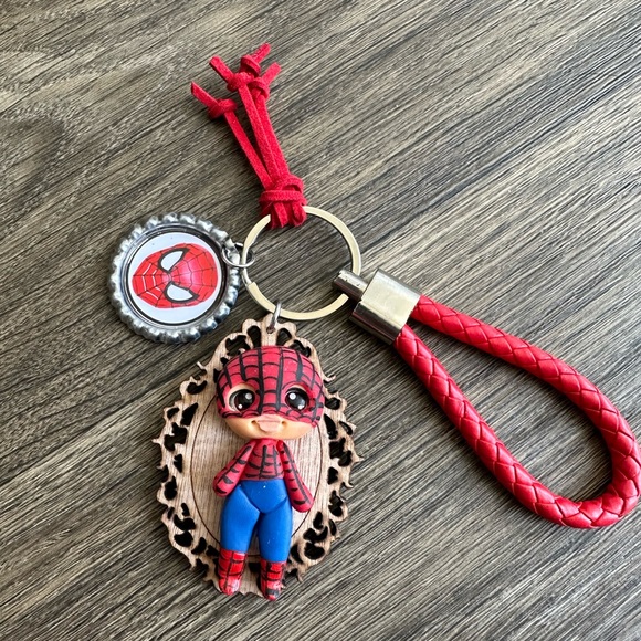 Handmade | Accessories | Spiderman Keychain Spiderman Porcelain ...